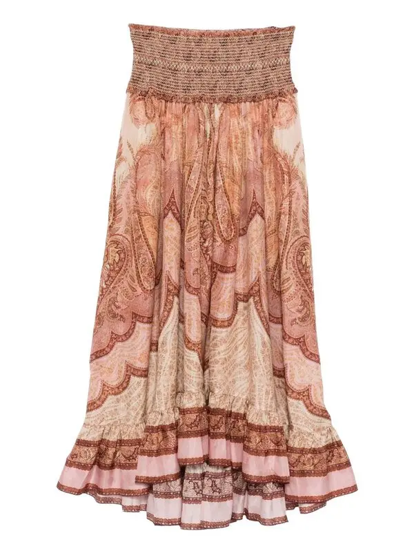 Zimmermann Silk Maxi Skirt With Paisley Print And Ruffled Hem - Multicolor