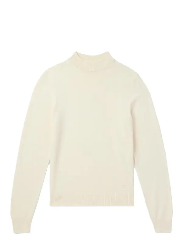 Celine Triomphe Wool High Neck Sweater - White