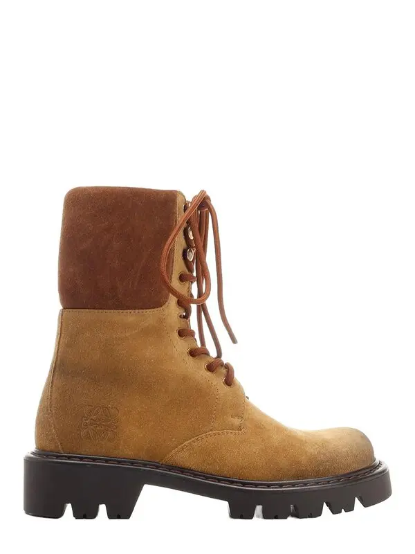 Loewe Suede 'sierra' Combat Boots - Cream