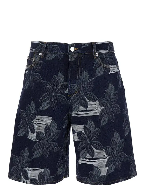 Gucci Embroidered Floral Denim Bermuda Shorts - Multicolor