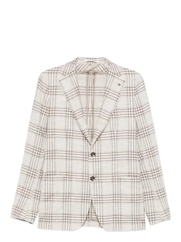 Tagliatore Single-breasted Checked Blazer - Cream