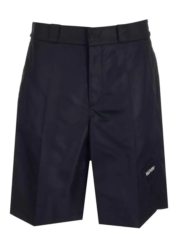 Valentino Garavani Flower Embroidery Bermuda Shorts - Black