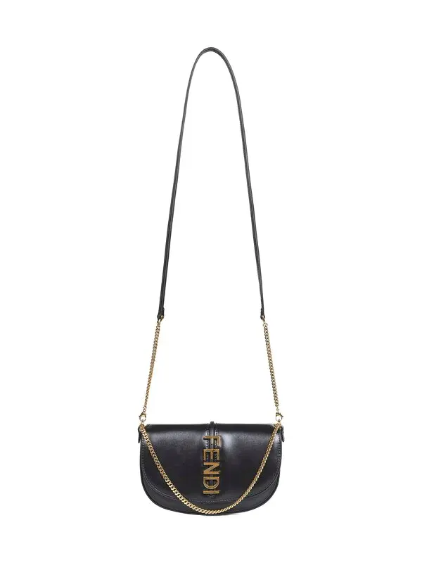 Fendi Black Leather Wallet On Chain - Multicolor