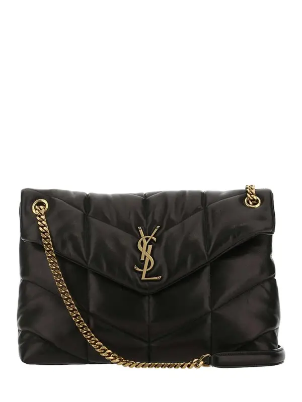 Saint Laurent Nappa Leather Medium Loulou Shoulder Bag - Black