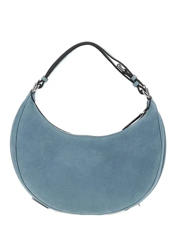 Fendi Small Hobo Bag In Leather With Vintage Gold Metal Lettering - Multicolor