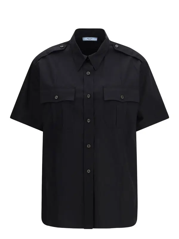 Prada Short Sleeve Poplin Shirt - Black