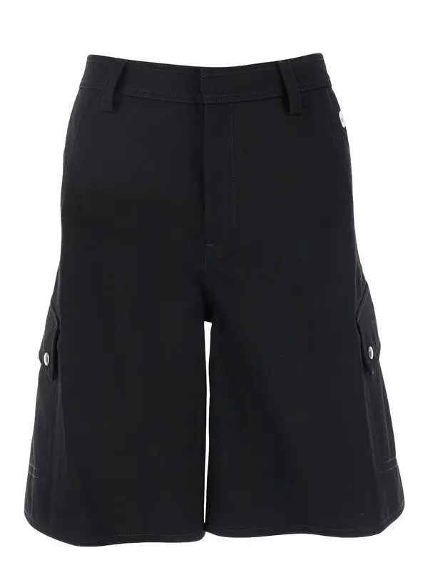 Off-White Black Cotton Cargo Shorts - Multicolor