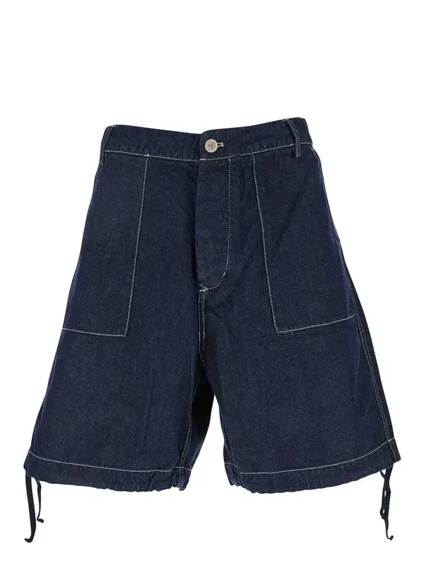 C.P. COMPANY Denim Shorts With Logo Patch - Multicolor