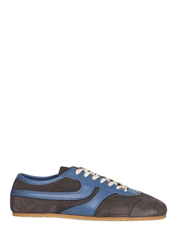 Dries Van Noten Steel Suede Sneakers With Leather Details - Multicolor