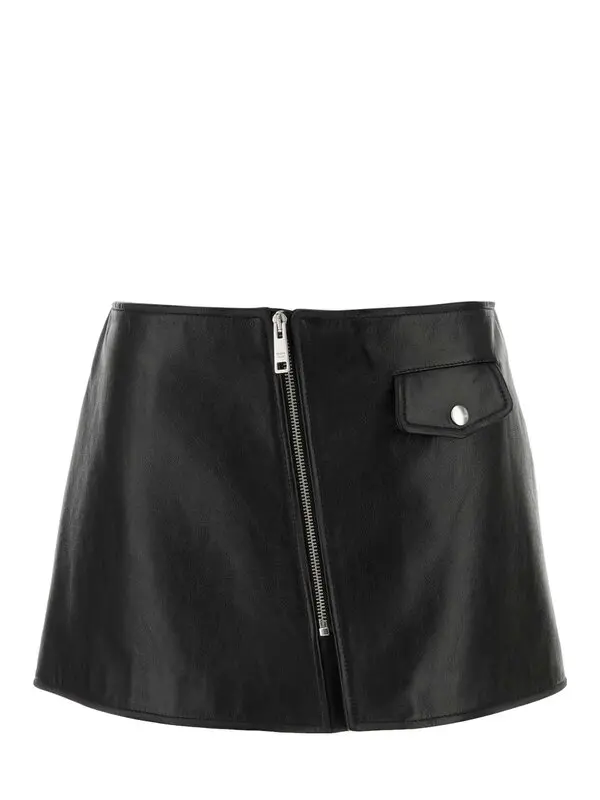Prada Leather Mini Skirt - Black