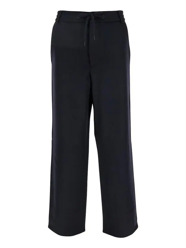Moncler Wool Relaxed Fit Drawstring Pants With Logo Patch - Multicolor
