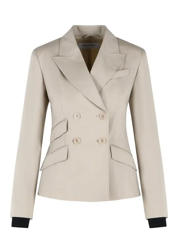 Max Mara Placido Blazer In Beige Virgin Wool Blend - Cream