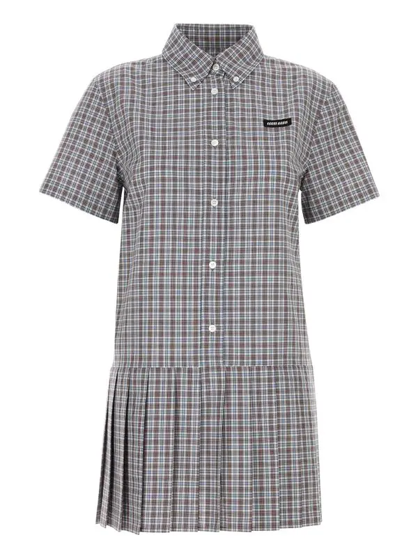 Miu Miu Embroidered Cotton Mini Shirt Dress - Multicolor