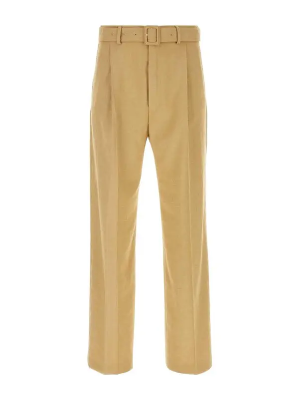 Dries Van Noten Belted Viscose Blend Trousers - Brown