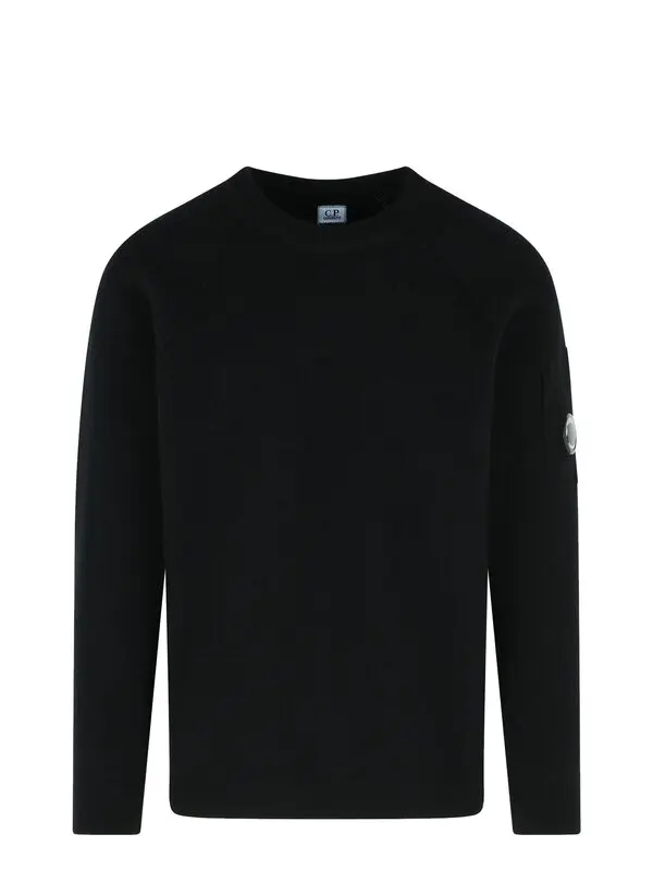 C.P. COMPANY Wool Blend Sweatshirt With Lens Detail - Black