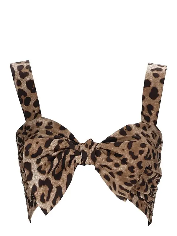 Dolce & Gabbana Leopard Print Bow Detail Top - Multicolor