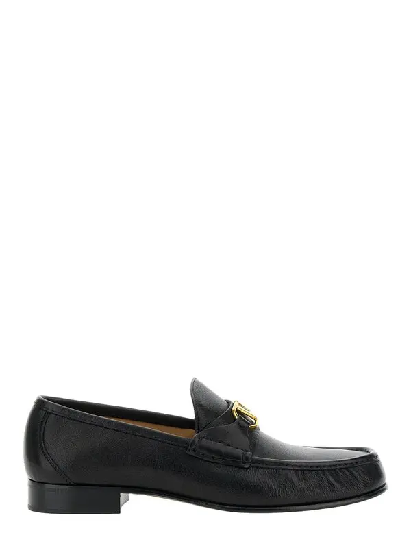 Valentino Garavani Leather Loafers With Vlogo Signature Detail - Black
