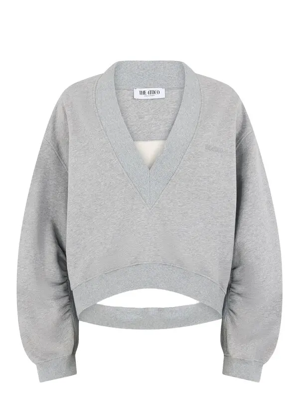 Attico V-neck Sweatshirt With Ruffled Sleeves - Multicolor