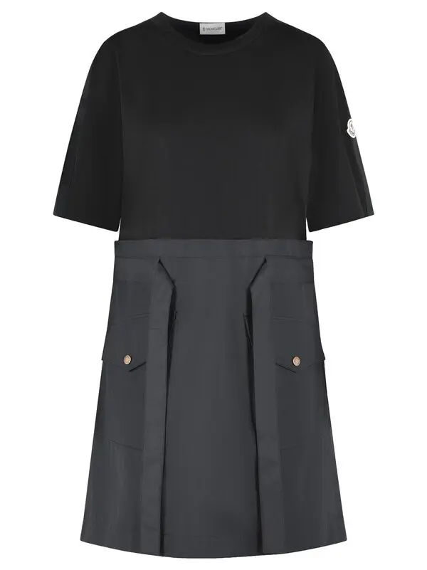 Moncler Cotton Dress With Flap Pockets - Black