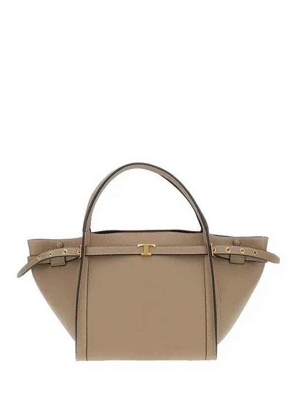 TOD'S Small Leather Shopping Bag With T Timeless Accessory - Multicolor