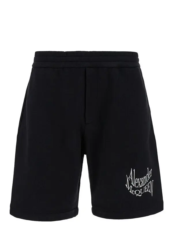 Alexander McQueen Cotton Shorts With Logo Print - Multicolor
