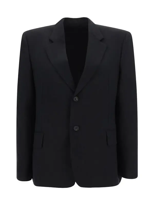 Balenciaga Single-breasted Wool Jacket - Black