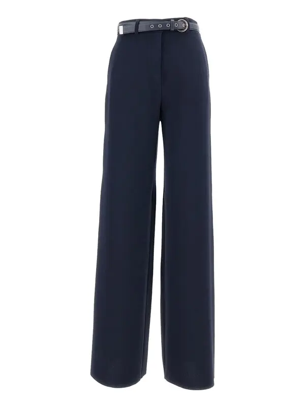 Max Mara Blue Cady Wide Leg Trousers - Multicolor