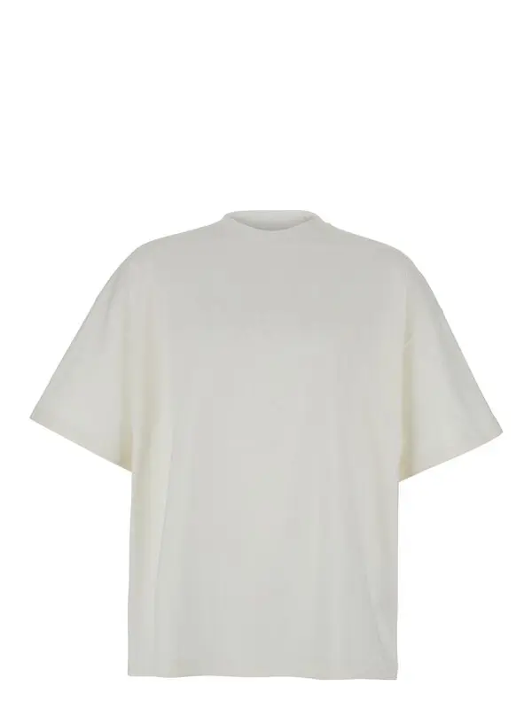 JIL SANDER White Crewneck T-shirt With Front Logo Print In Cotton - Multicolor