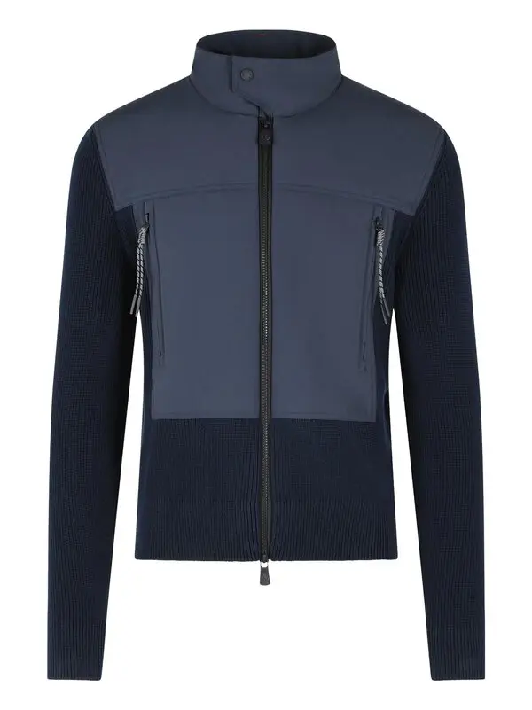 Moncler Padded Cotton Cardigan With Zip - Blue