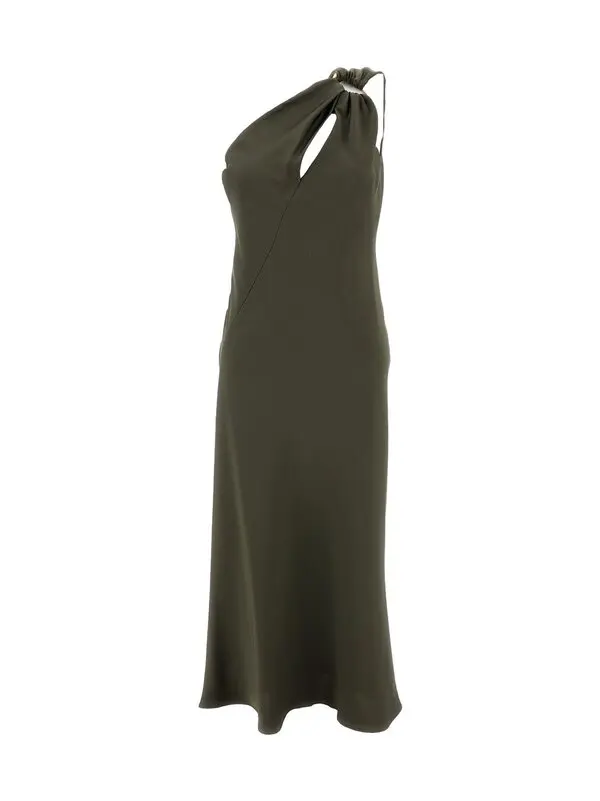 Max Mara One-shoulder Long Dress With Metal Ring Detail - Multicolor