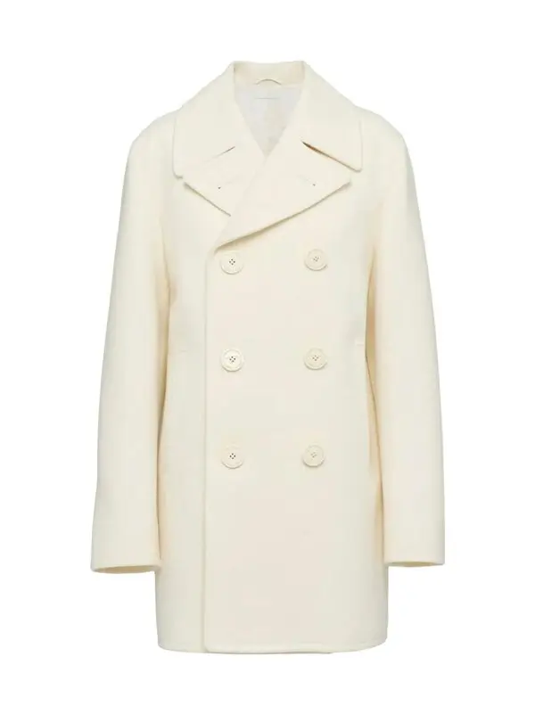 Prada Double-breasted Wool Coat - White