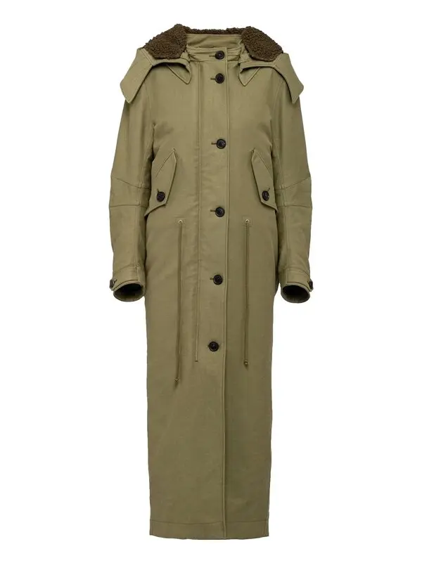 Prada Long Hooded Parka Coat - Green