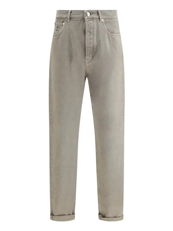 Brunello Cucinelli Garment-dyed Pure Cotton Denim Pants - Green