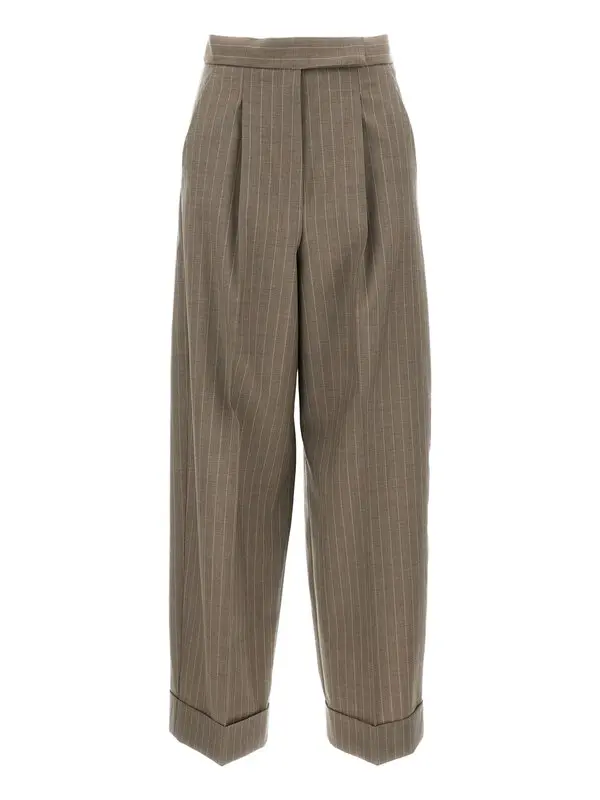 Max Mara Wool Blend Pinstriped Pleated Trousers - Multicolor