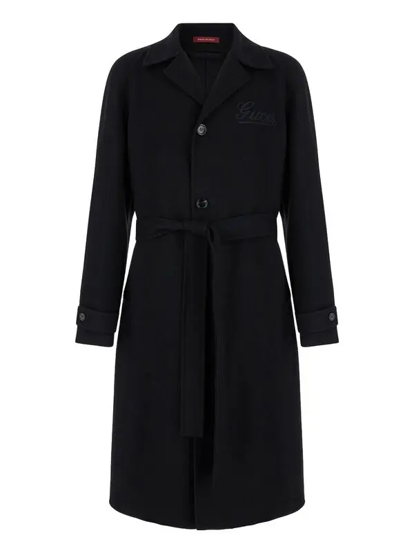 Gucci Wool Single-breasted Coat With Notched Lapel And Belt - Multicolor