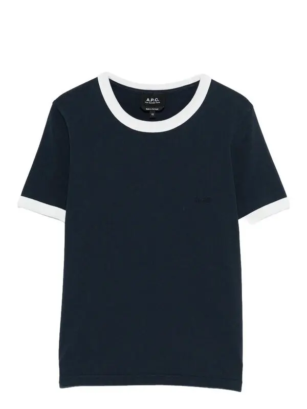 A.p.c. Crewneck T-shirt With Contrasting Ribbed Trims - Blue