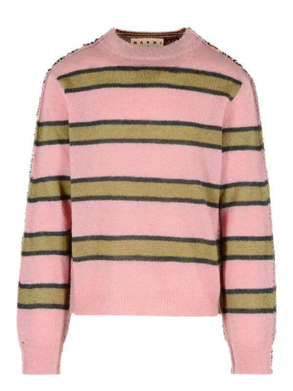 Marni Mohair Blend Striped Sweater - Pink
