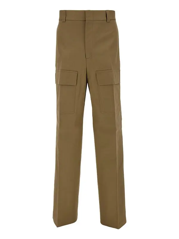 Gucci High-waisted Cotton Cargo Pants With Logo Patch - Multicolor