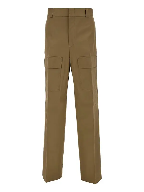 Gucci High-waisted Cotton Cargo Pants With Logo Patch - Multicolor