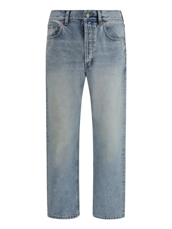 Saint Laurent Stonewashed Straight Leg Jeans - Blue