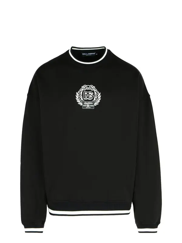 Dolce & Gabbana Cotton Sweatshirt With Logo Embroidery - Black
