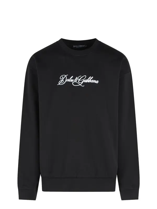 Dolce & Gabbana Cotton Sweatshirt With Logo Embroidery - Black