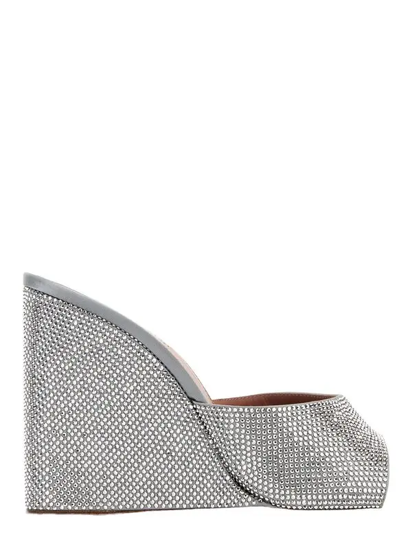 Amina Muaddi Embellished Wedge Mules - Multicolor