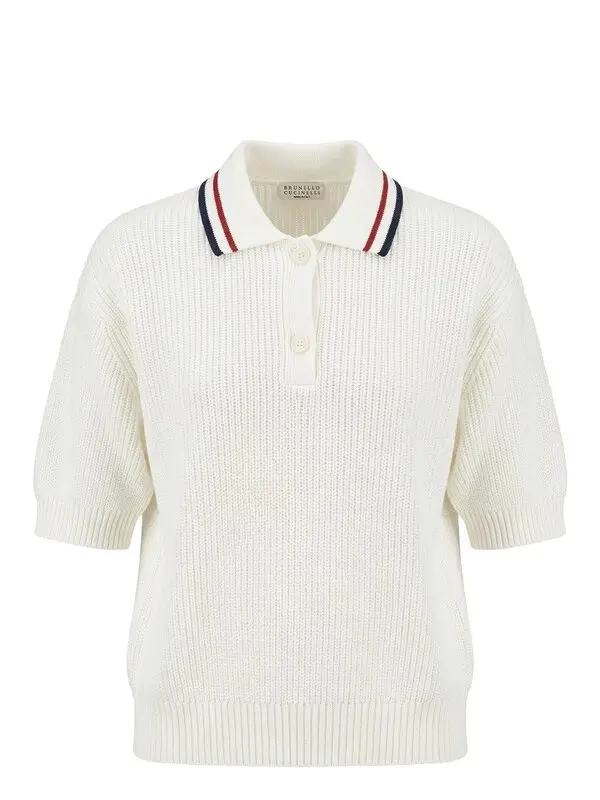 Brunello Cucinelli Rib Knit Polo Sweater - Multicolor