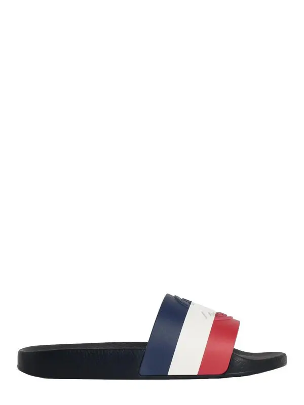 Moncler Rubber Slides With Tricolor Strap - Multicolor