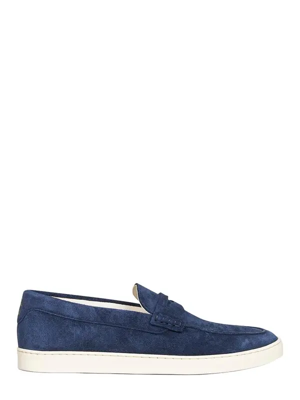 Brunello Cucinelli Navy Blue Suede Loafer Sneakers - Multicolor