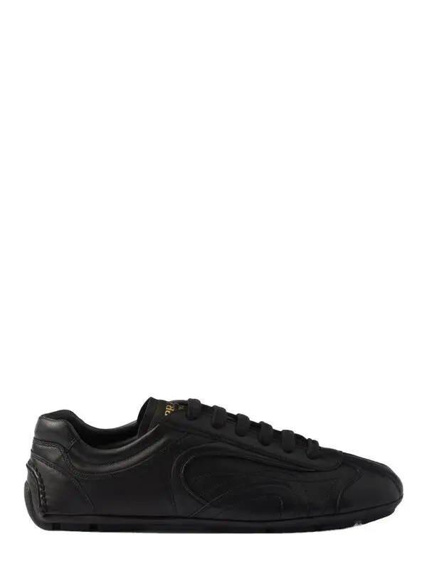 Prada Low-top Sneakers With Sporty Stitching - Black