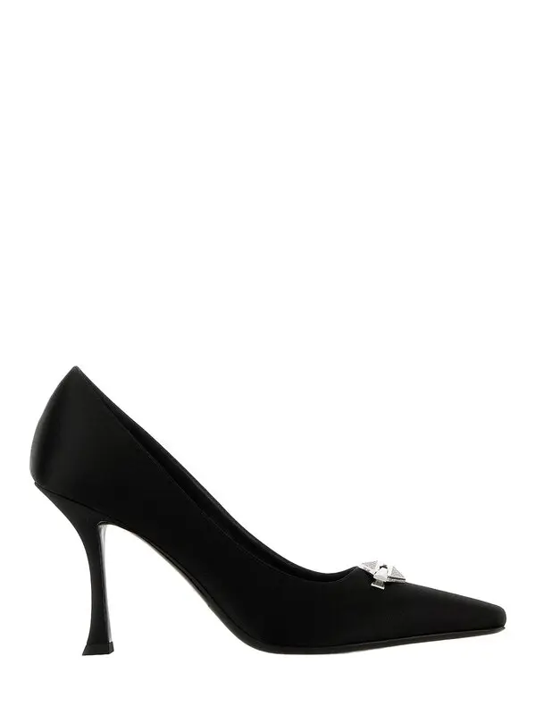JIMMY CHOO Ryker 90 Satin Pumps With Pave Diamond Link - Multicolor