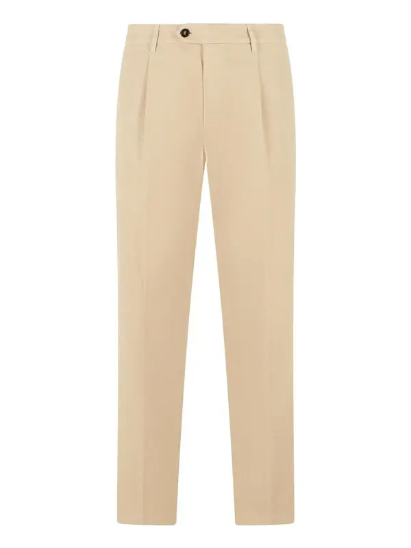 Eleventy Cotton Trousers With Pleats - Cream
