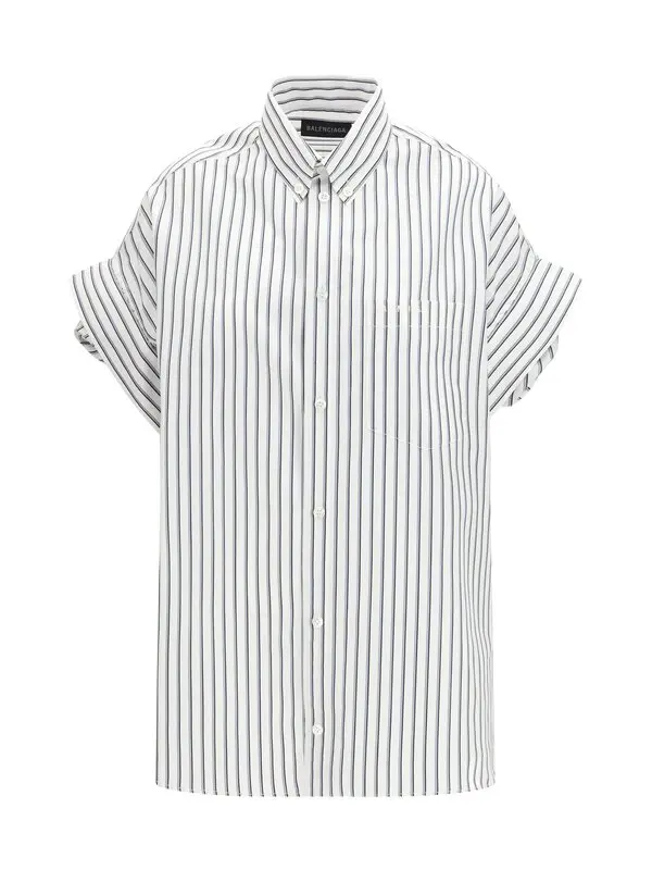 Balenciaga Striped Poplin Shirt - White